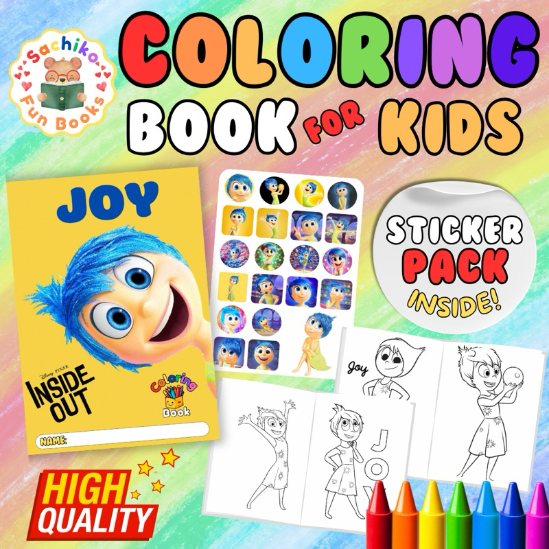 JOY INSIDE OUT DISNEY PIXAR COLORING BOOK WITH STICKER PACK SACHIKO FUN ...