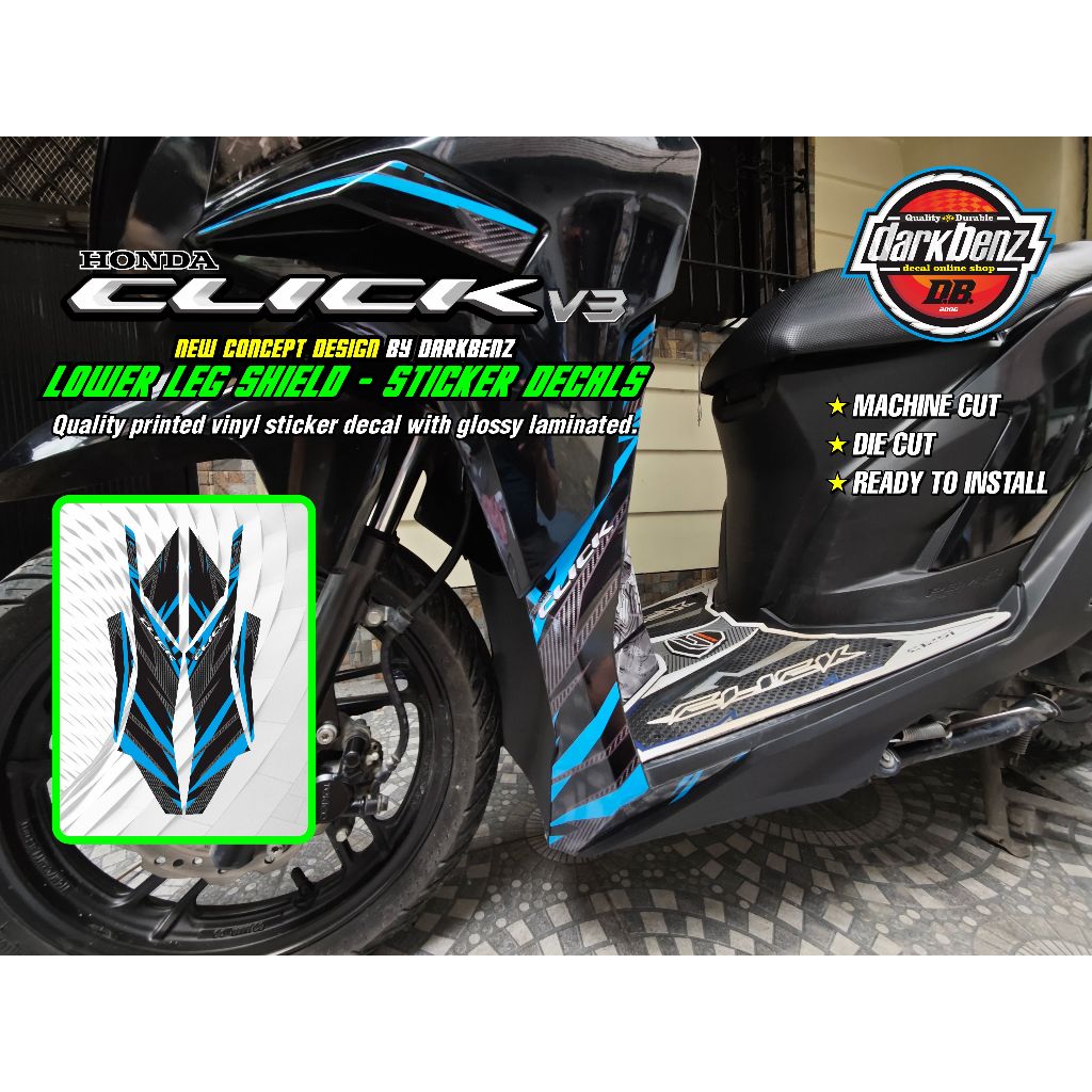 Honda Click V3 New Concept "L" for Side Fairing Printed Sticker Decals ...