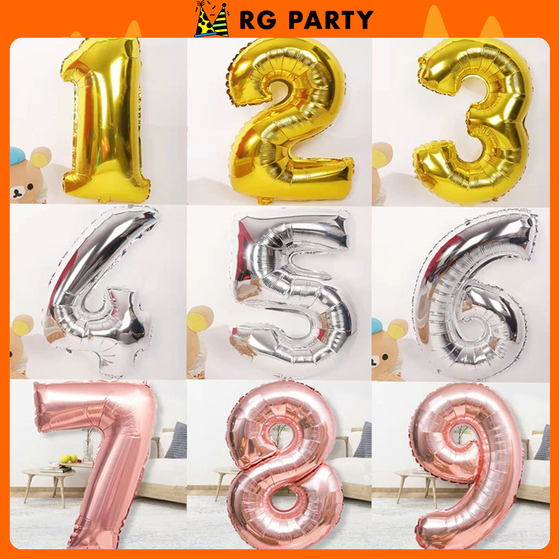 6Colors 32 INCH Number Foil Balloon Giant Number Rosedold Birthday ...