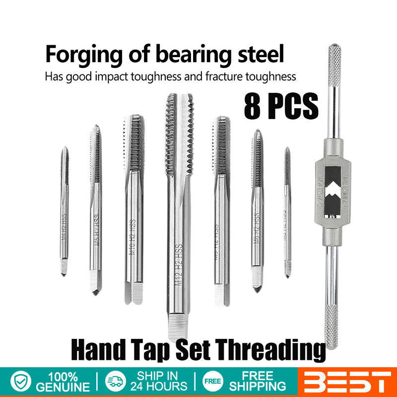 8PCS Tool Set Hand Tap Threading Original Hand Top Screw Threader Drill ...