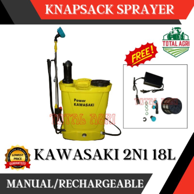 Kawasaki 2n1 18L Manual Operated Rechargeable Knapsack Sprayer | Shopee ...