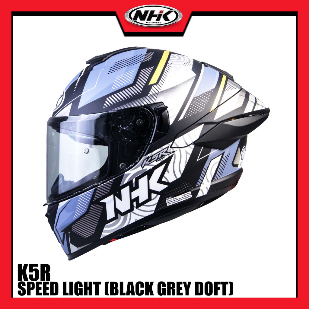 NHK Helmets K5R - Speed Light Black Grey Doft Full Face Dual Visor ...