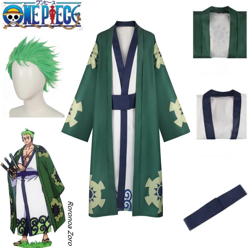 Anime One Piece Wano Country Roronoa Zoro Cosplay Costume Kimono Belt ...