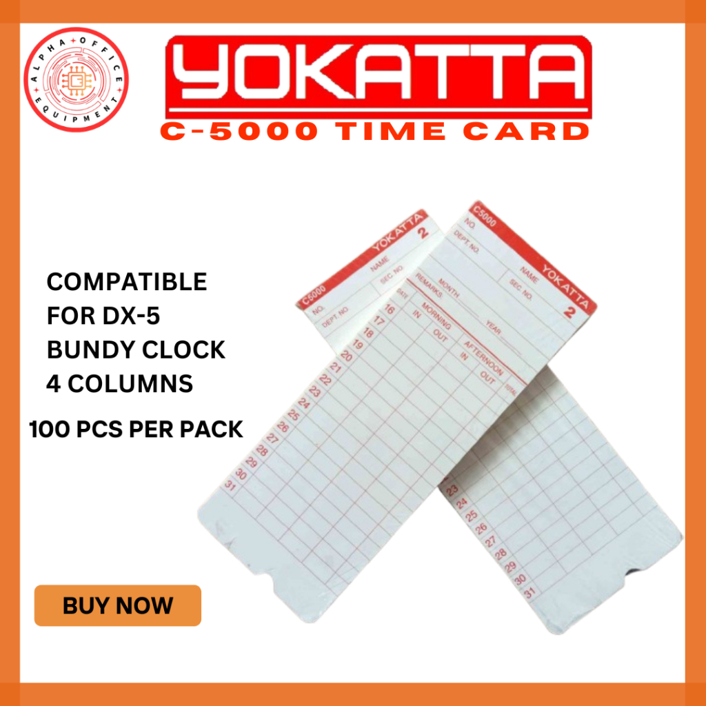 Punch Card, C-5000 Time Card, DTR Card Compatible for DX-5 Bundy Clock ...