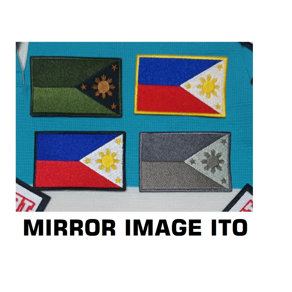 TS23 224 MIRROR REVERSE IMAGE Philippine flag pinas bandera patch ...