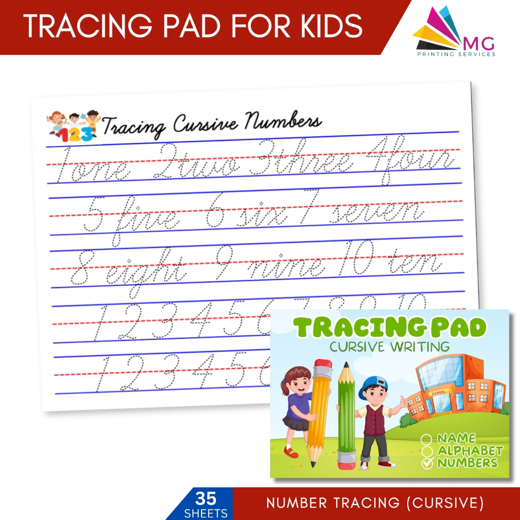 Cursive -Number Tracing Pad for Kids (35 Pages) | Shopee Philippines