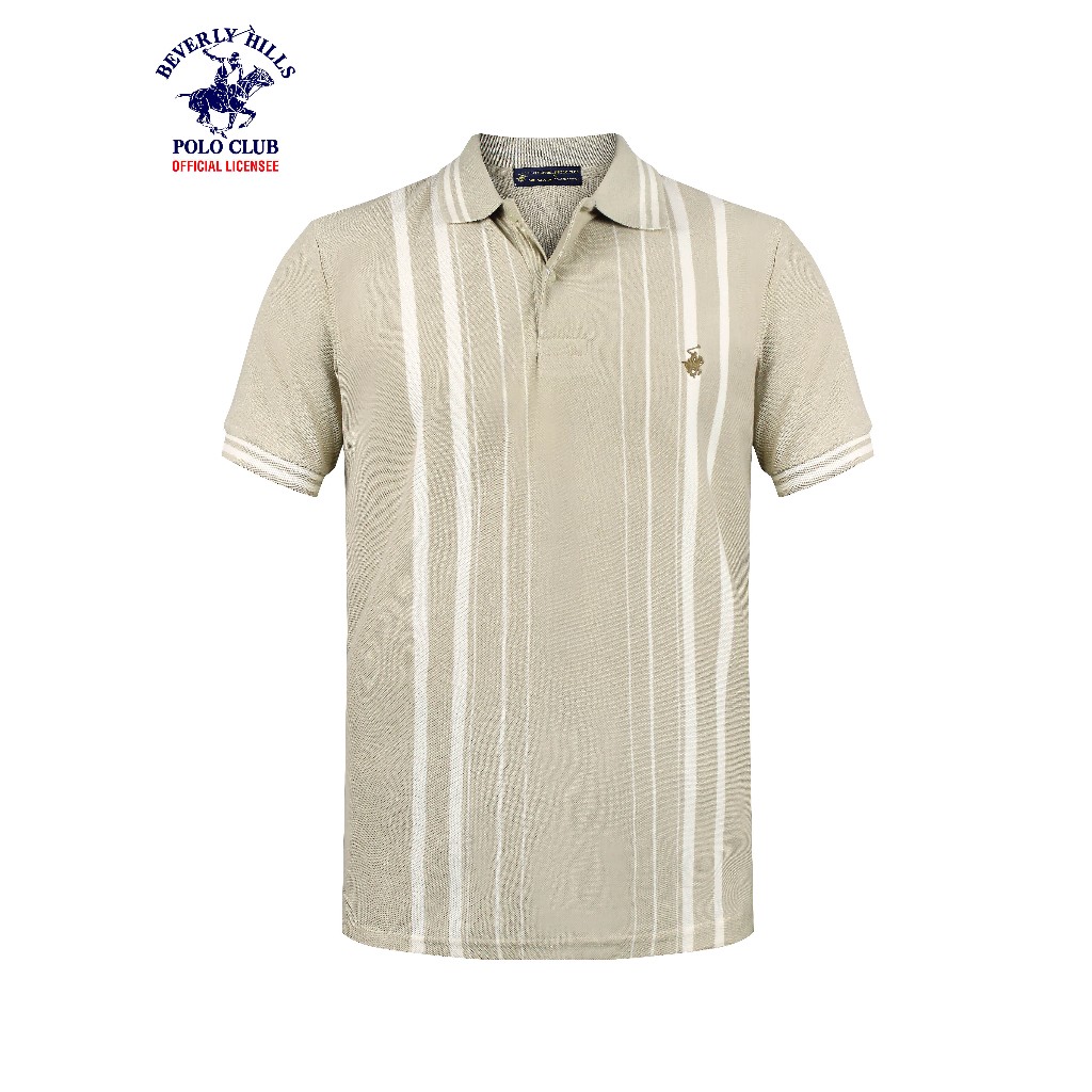 Beverly Hills Polo Club Men's Combed Cotton Pique Polo Shirt in Khaki ...