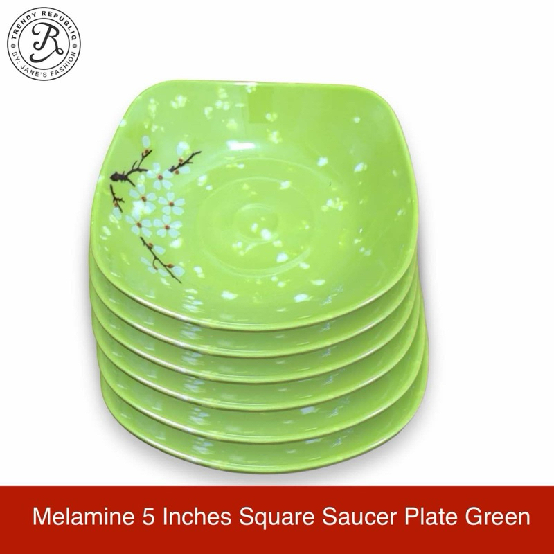 Melamine 5 inches Square SAUCER Plate|Platito Green Sakura Design ...