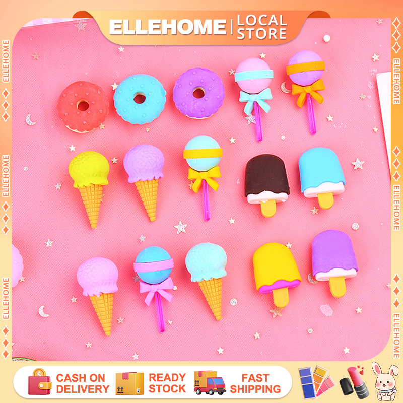 Eraser 4Pcs Cartoon Fancy Eraser Ice Cream Cookies Shape Erasers for ...
