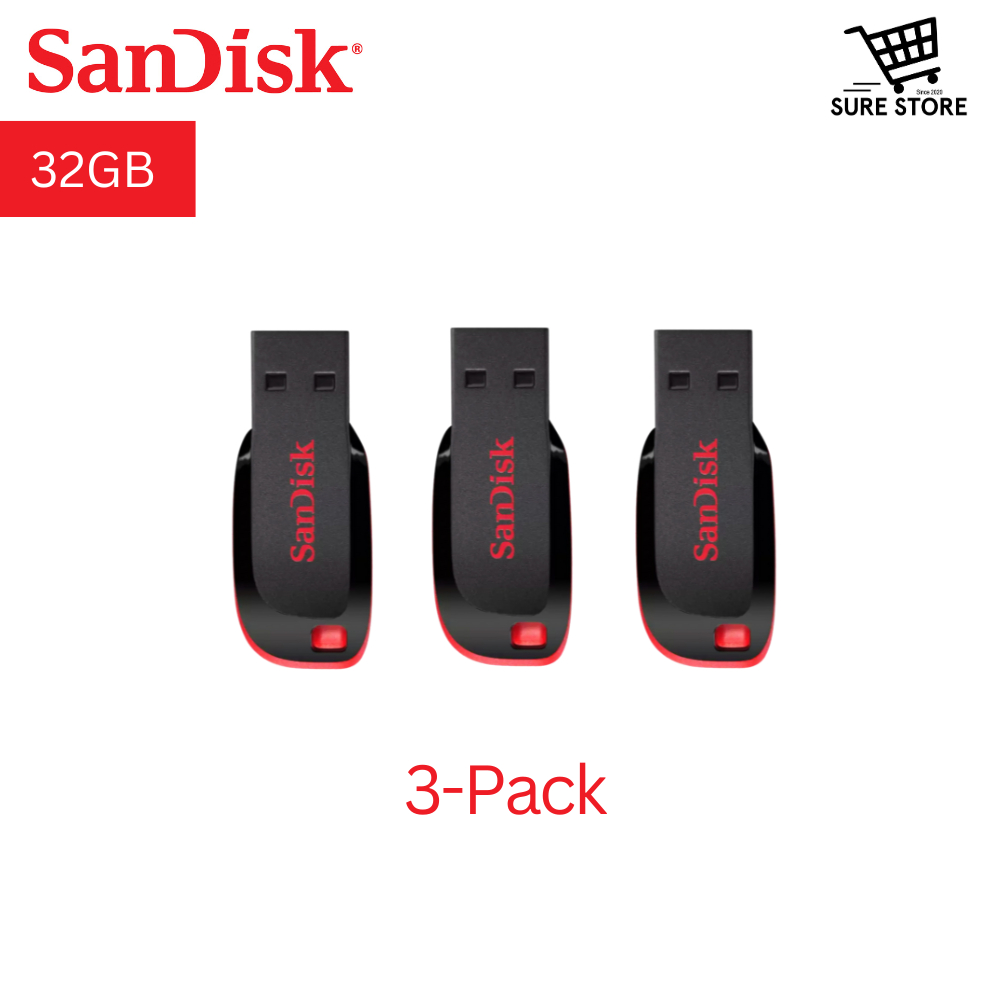 SanDisk Cruzer Blade USB 2.0 Flash Drive 32GB SDCZ50-032G-B35 3-Pack ...