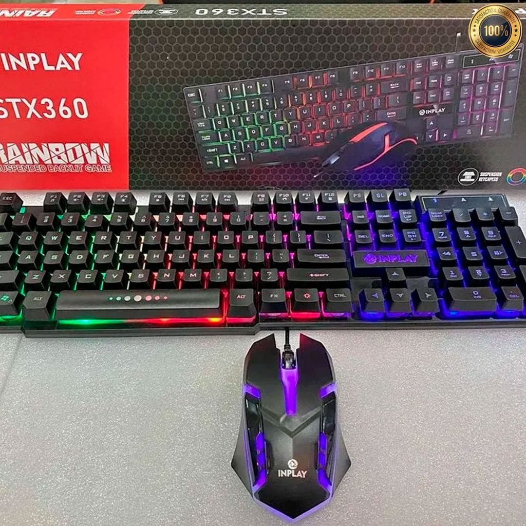 INPLAY STX360 Rainbow Backlit Gaming Keyboard and Mouse PC keyboard USB ...