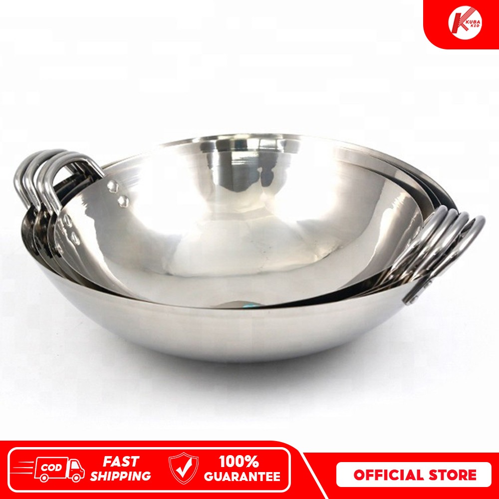 Kuba Double Handle Stainless Steel Frying Pan Saute Pan with Easy Clean ...