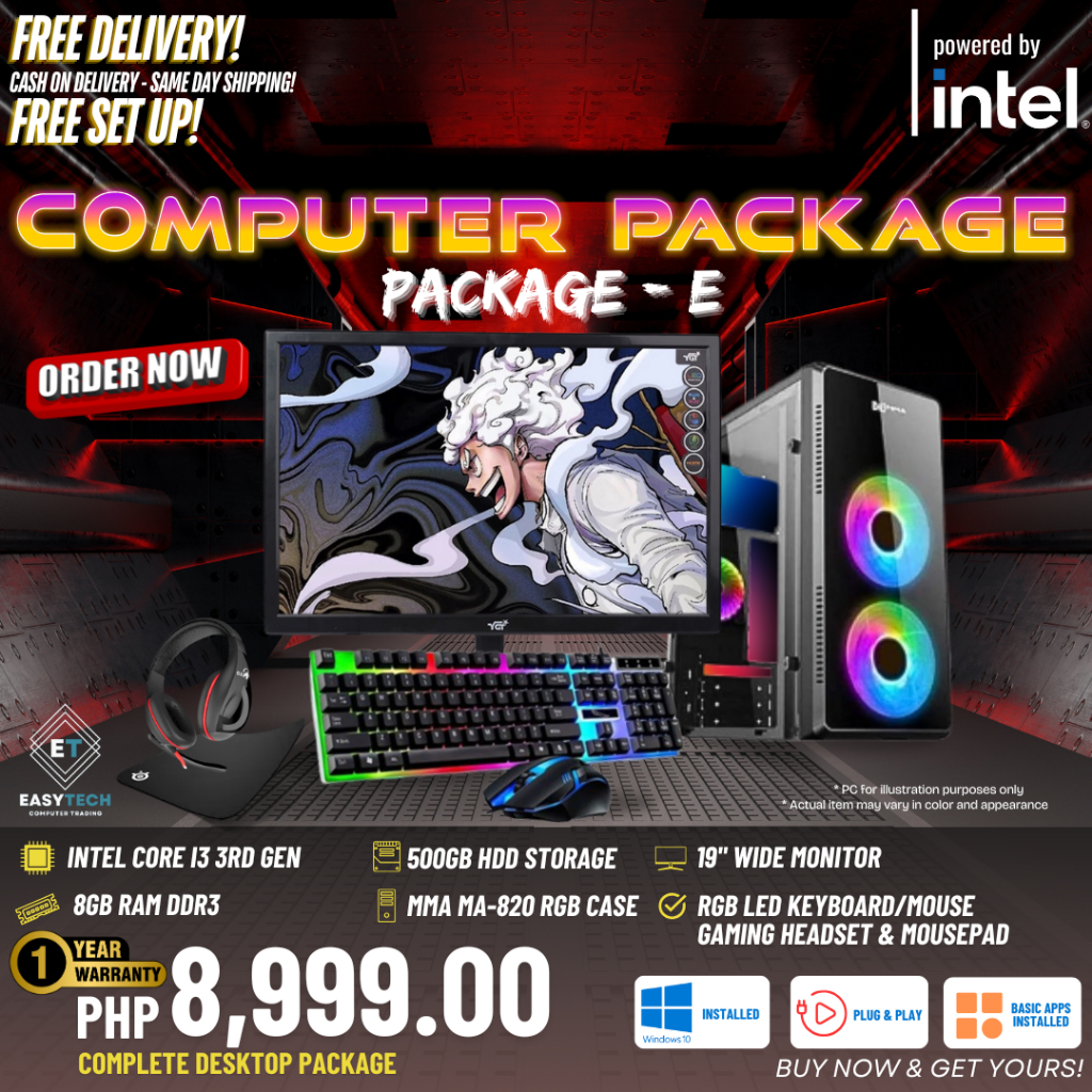 Intel Core i3 3rd Gen 8GB RAM 500GB HDD 19" Monitor Full Set - Package ...