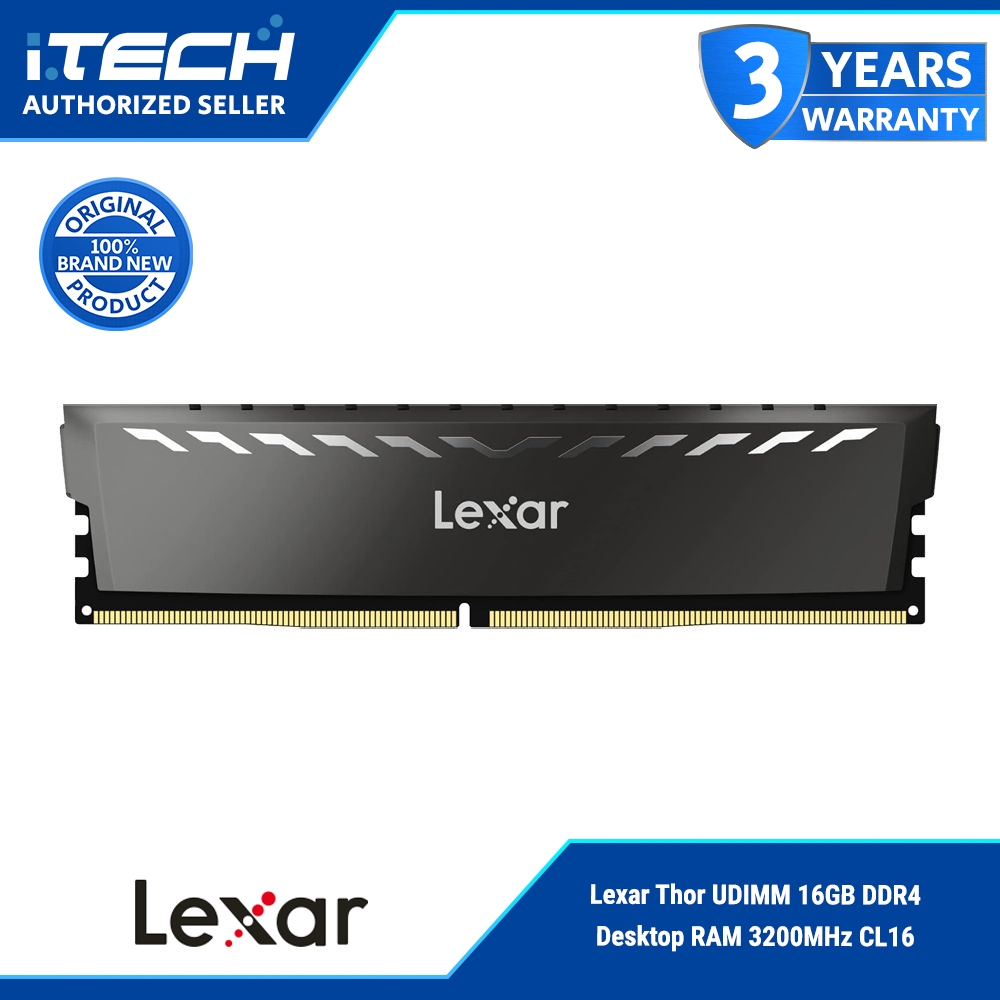 Lexar Thor UDIMM 16GB DDR4 Desktop RAM 3200MHz CL16 (LD4BU016G ...