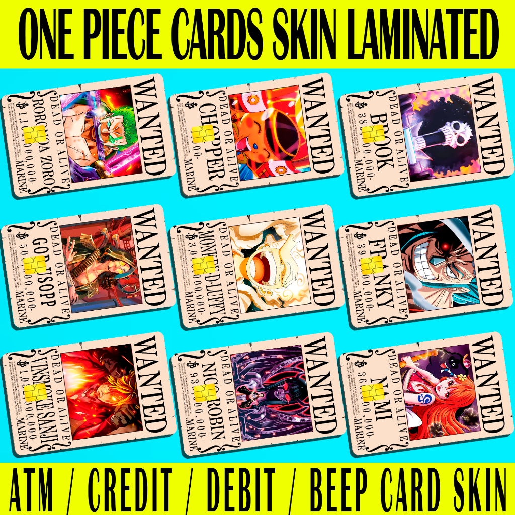 ONE PIECE WANTED POSTER - (SKIN CARD STICKER) ATM/CREDIT/DEBIT/BEEP ...