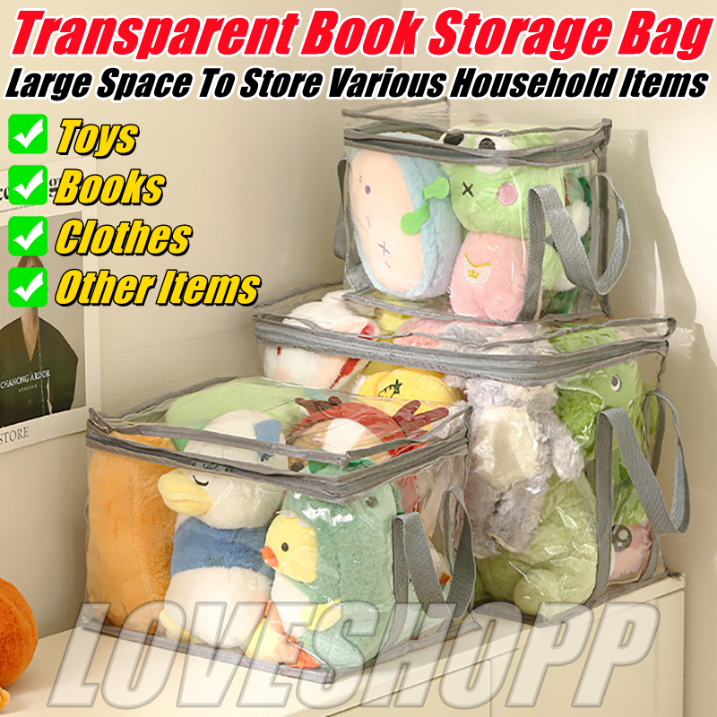 Book Storage Bag Transparent Waterproof Dust Multi-Function Organizer ...
