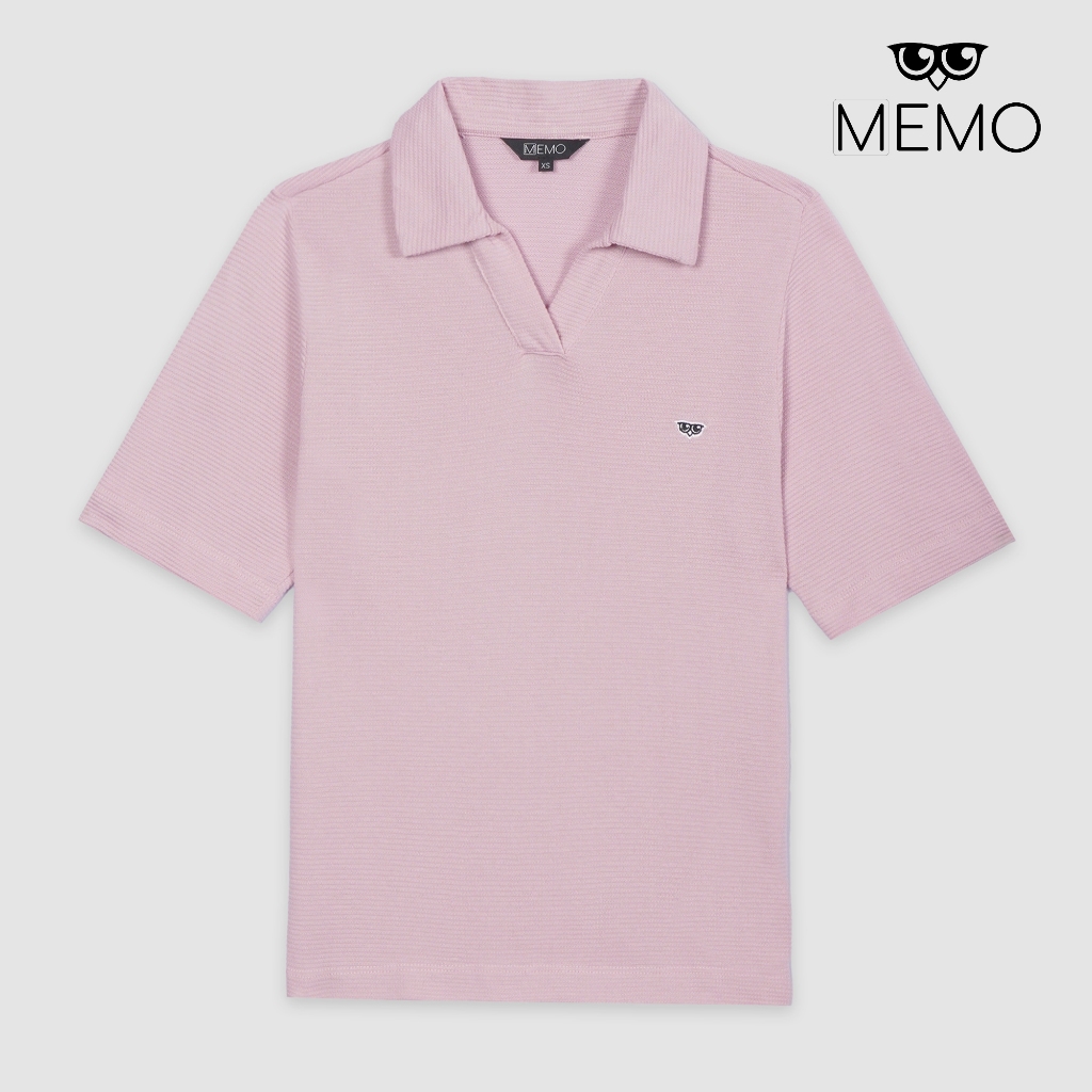 Memo Textured V-Neck Polo For Women (Blush) | Shopee Philippines