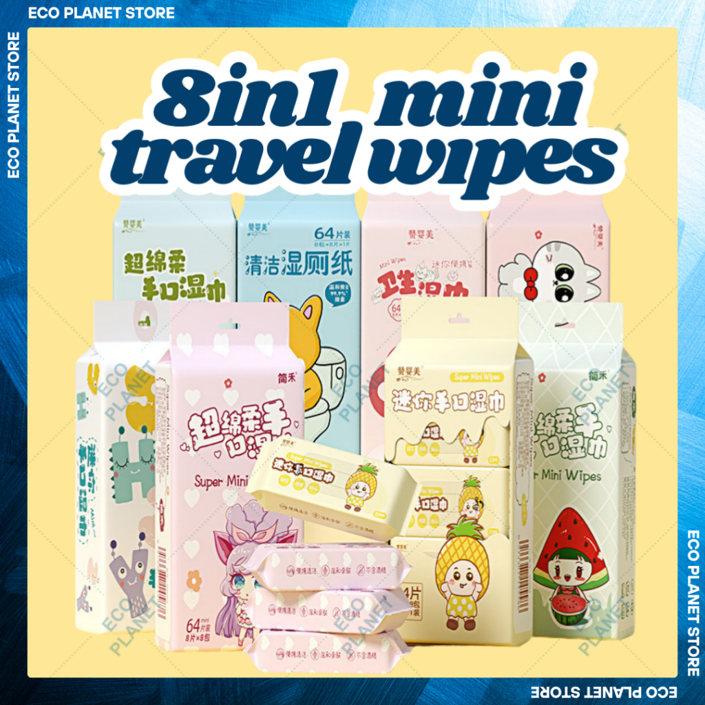 Ecoplanet 1 pack/3 pack 8in1 Set Baby Wipes Mini Multipurpose wipe Easy ...