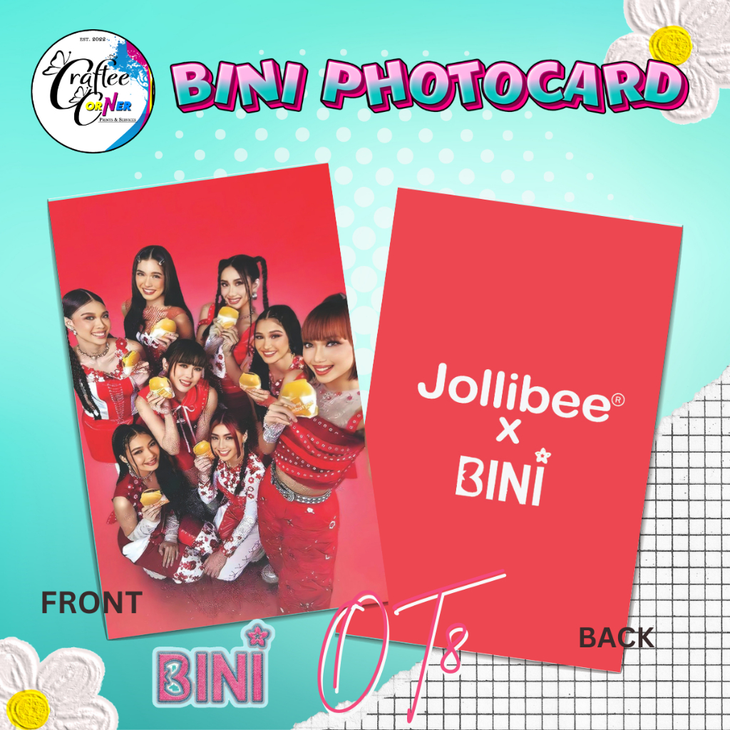 Bini x Jollibee photocards version 2 ( set 9 cards ) | Shopee Philippines