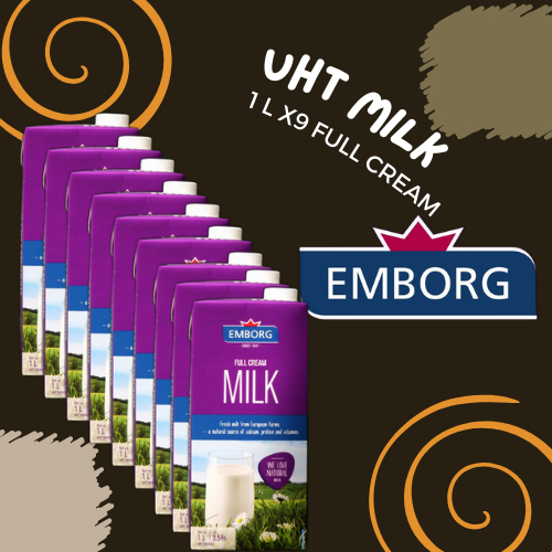 EMBORG Full Cream Milk UHT 3.0% Fat - 1L x 9 Pack | Fresh & Nutritious ...