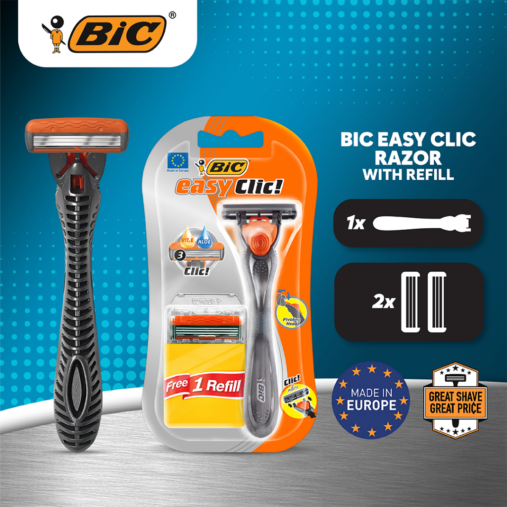 BIC Easy Clic! Men’s Razor 1 Handle + 2 Refills | Shopee Philippines