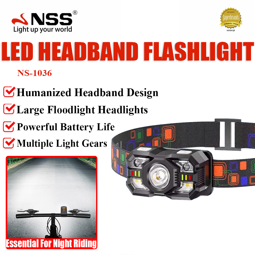 NSS LED Headband Rechargeable Flashlight Large Floodlight Night Fishing ...