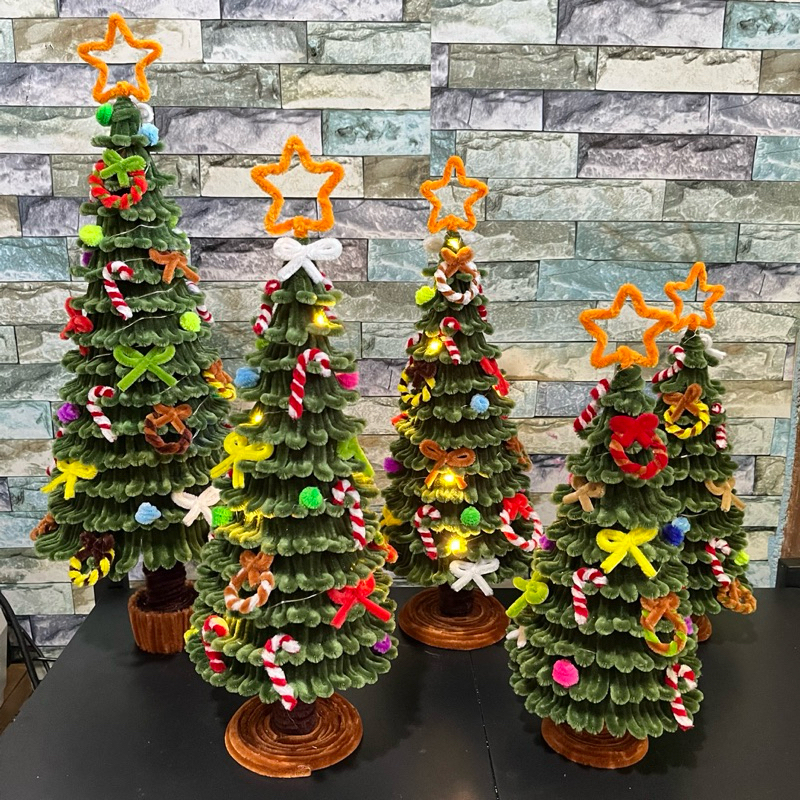 Mini Christmas tree with lights Made of fuzzy wire | Shopee Philippines