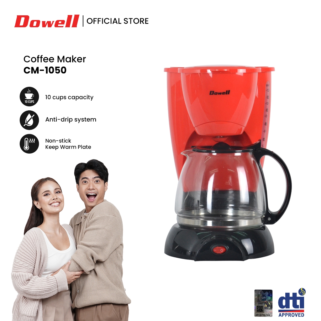 Dowell CM-1050 10 Cups Capacity Coffee Maker Power Light and Water Indicator | Shopee Philippines