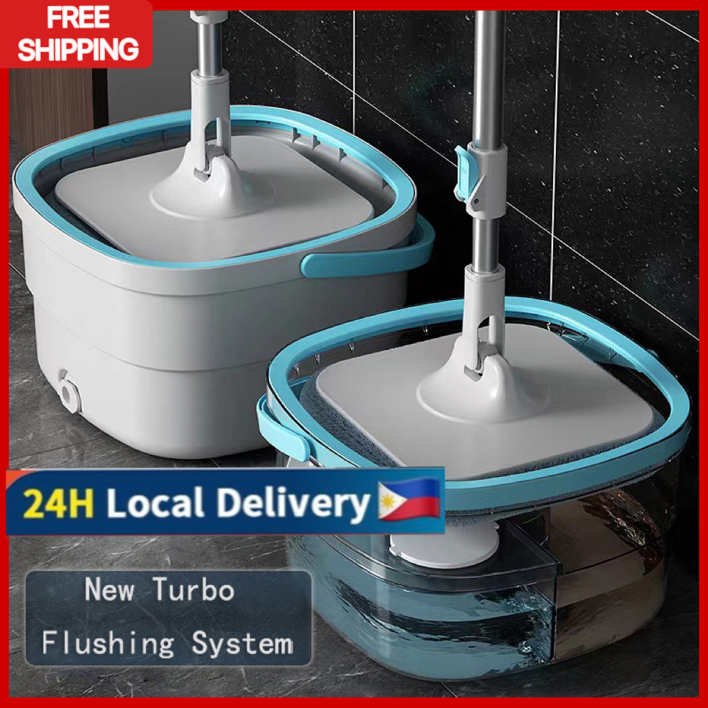 Self Wash Spin Mop With Turbo Flushing Bucket Clean and dirty water ...