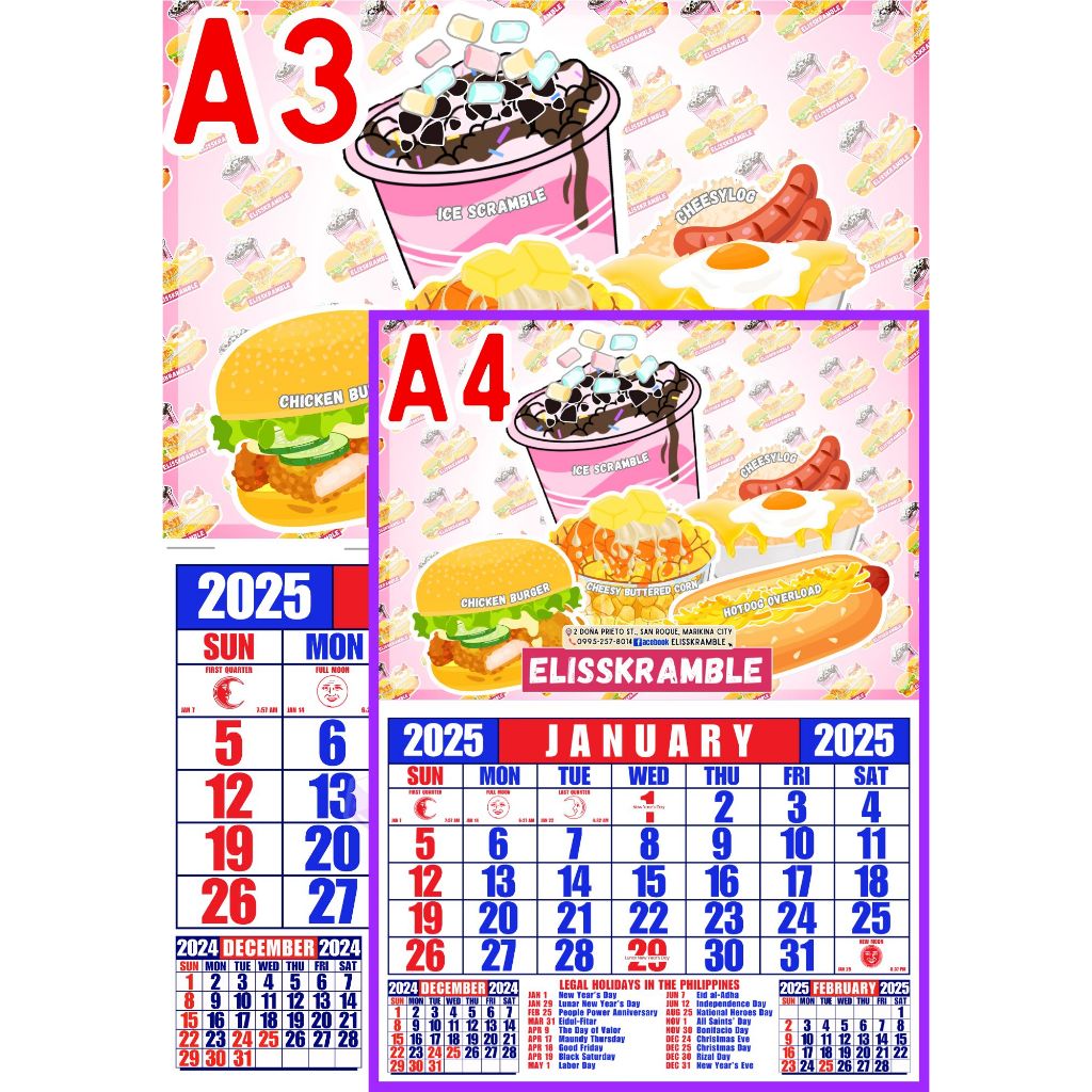 A4/A3 COMMERCIAL CALENDAR / CALENDAR GIVEAWAY | Shopee Philippines