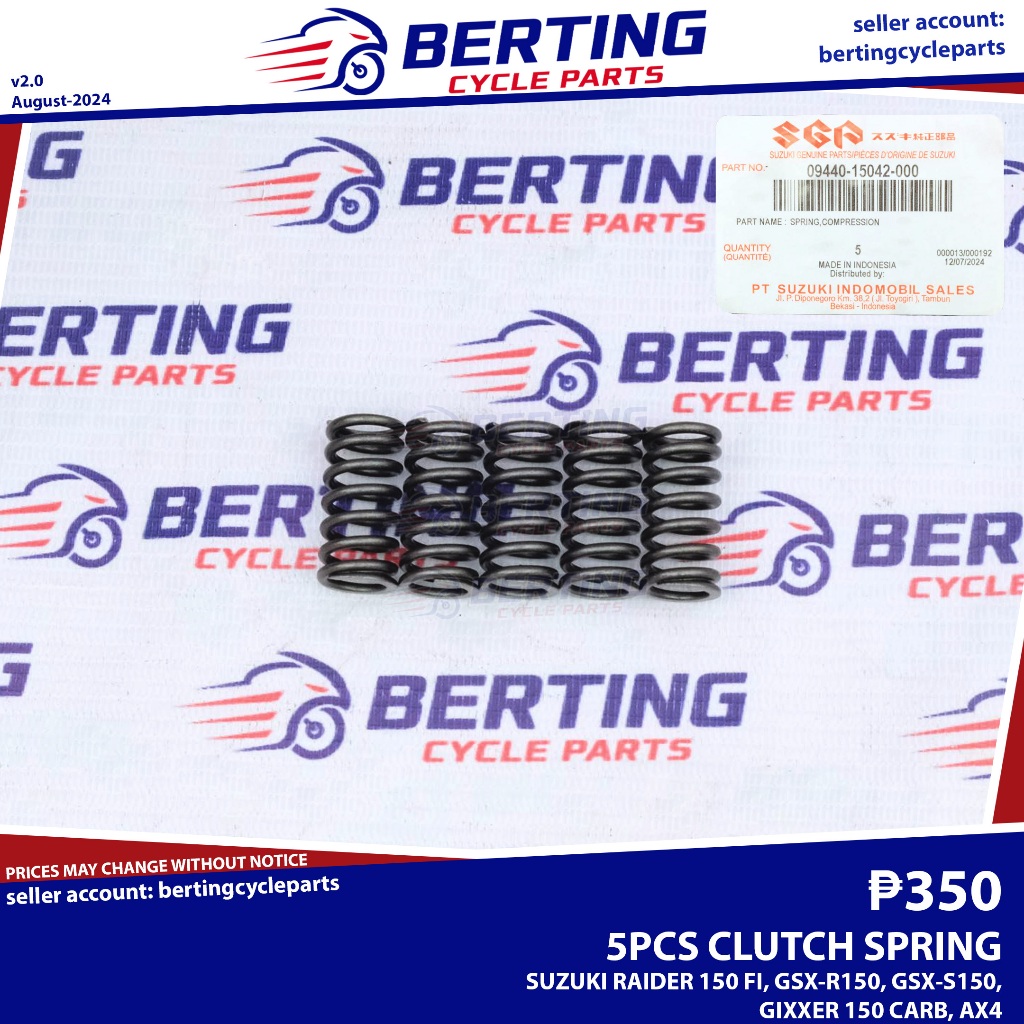 SGP 5PCS CLUTCH SPRING Suzuki Gixxer 150 Carb AX4 Raider 150 FI GSX ...