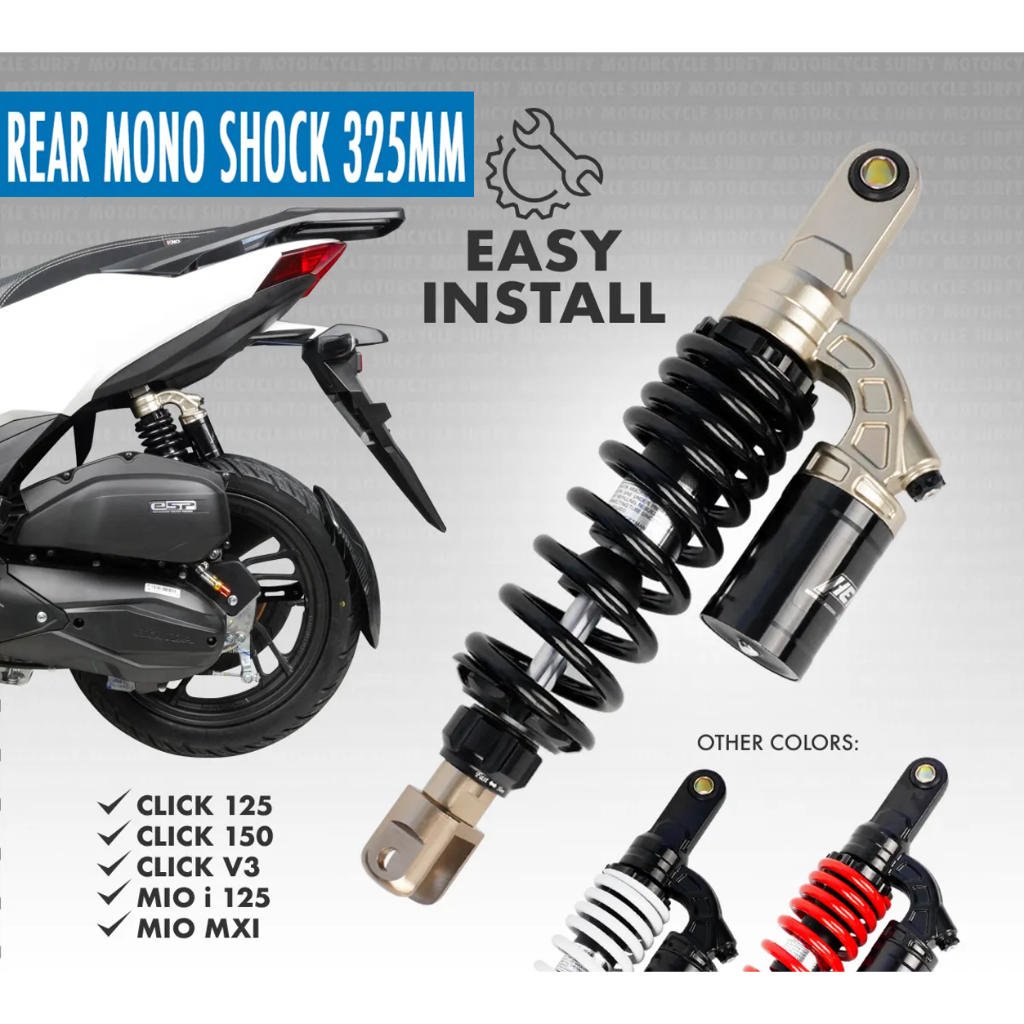 Racing Hero Rear Shock Gas Absorber 325MM For Click 125/150 V3 Mio M3 ...