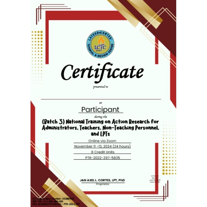BATCH 3 ACTION RESEARCH 8 CPD CERTIFICATE (WITH CERTIFICATE HOLDER ...