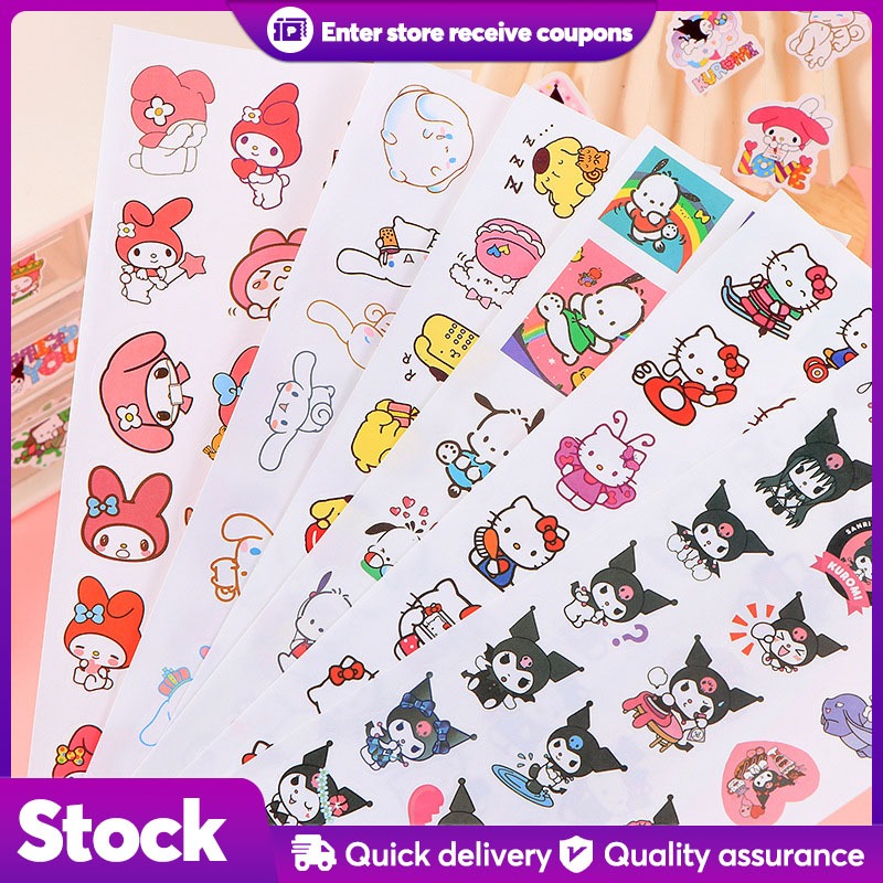 100Pcs Sanrio Sticker Cinnamoroll Melody Kuromi Notebook stickers ...