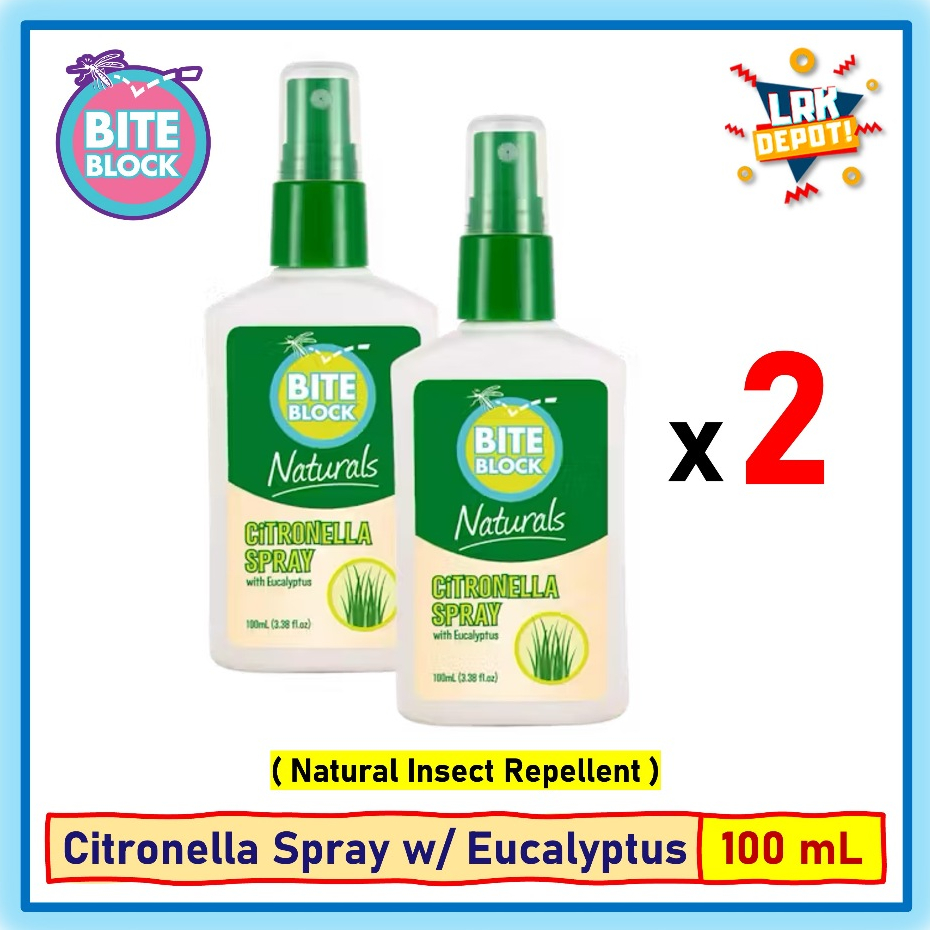 (2 Bottles) Bite Block Naturals Mosquito Insect Repellent Citronella ...