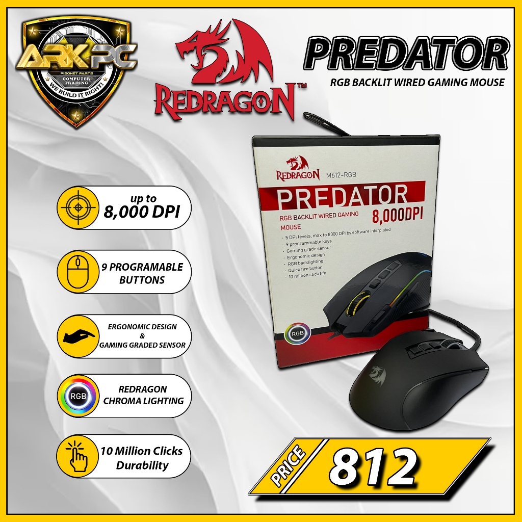 REDRAGON M612-RGB PREDATOR RGB BACKLIT WIRED GAMING MOUSE | Shopee Philippines