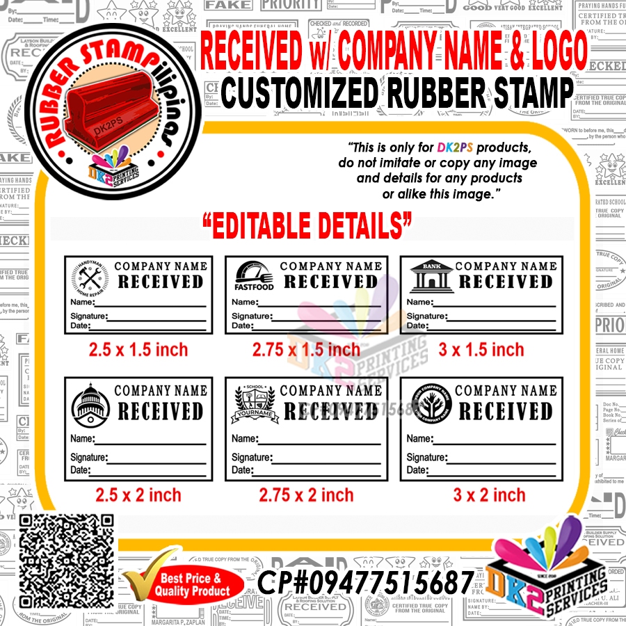 RECEIVED WITH COMPANY NAME & LOGO “ EDITABLE DETAILS" PERSONALIZED ...