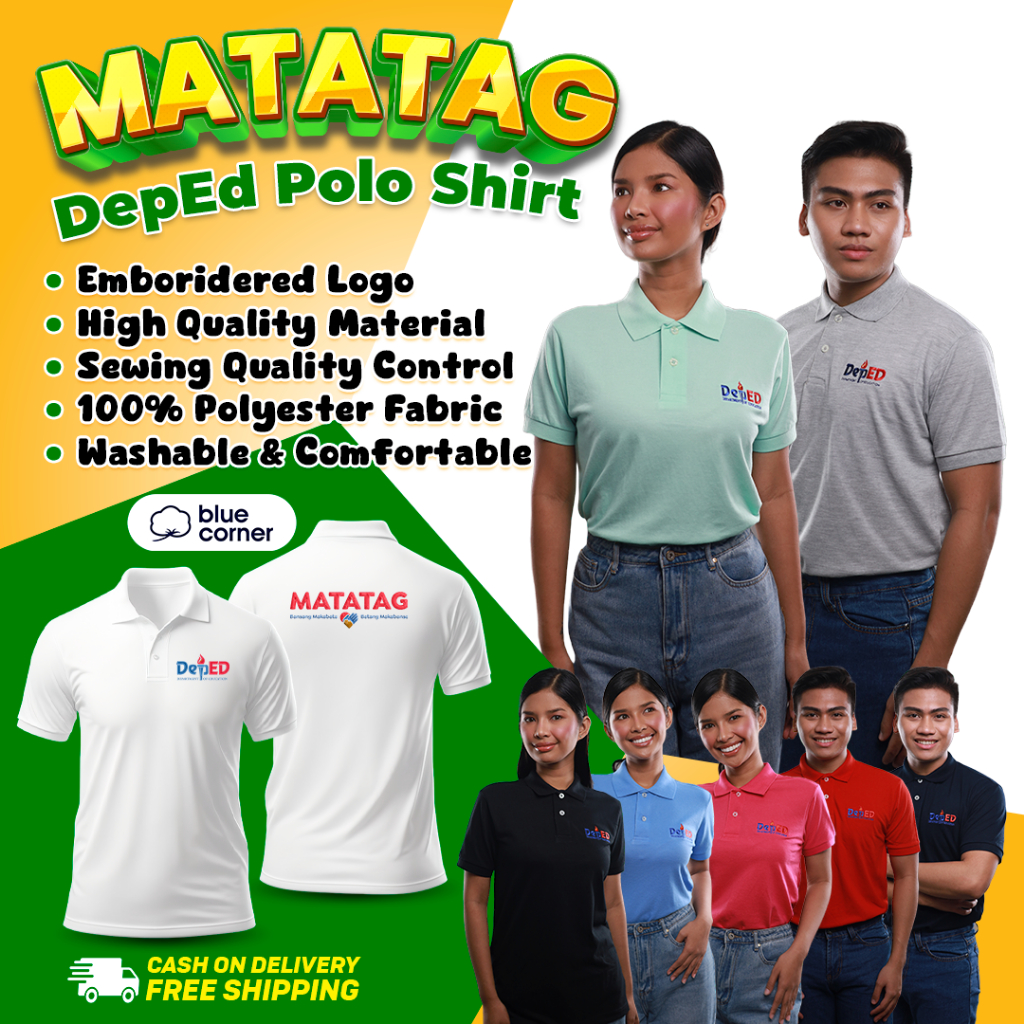 DepEd Matatag Polo Shirt Embroidered Logo Blue Corner Brand Unisex ...