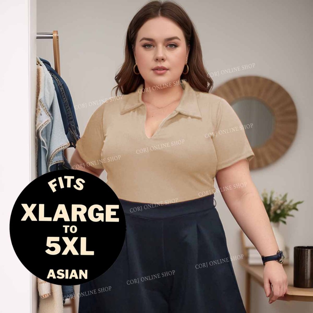 Women’s Plus Size Collar Polo Top Semi-Crop Knitted | Casual and ...