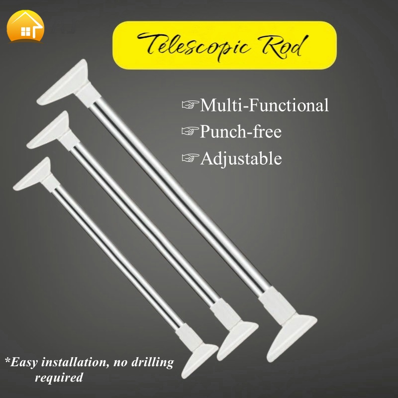 Multi Purpose Bath Curtain Rod Telescopic Clothes Drying Rack Drying ...