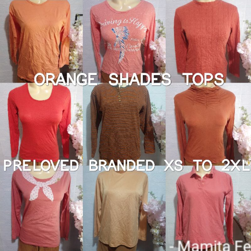 Preloved Women's Orange Blouses Shirts Long Sleeves | Shopee Philippines