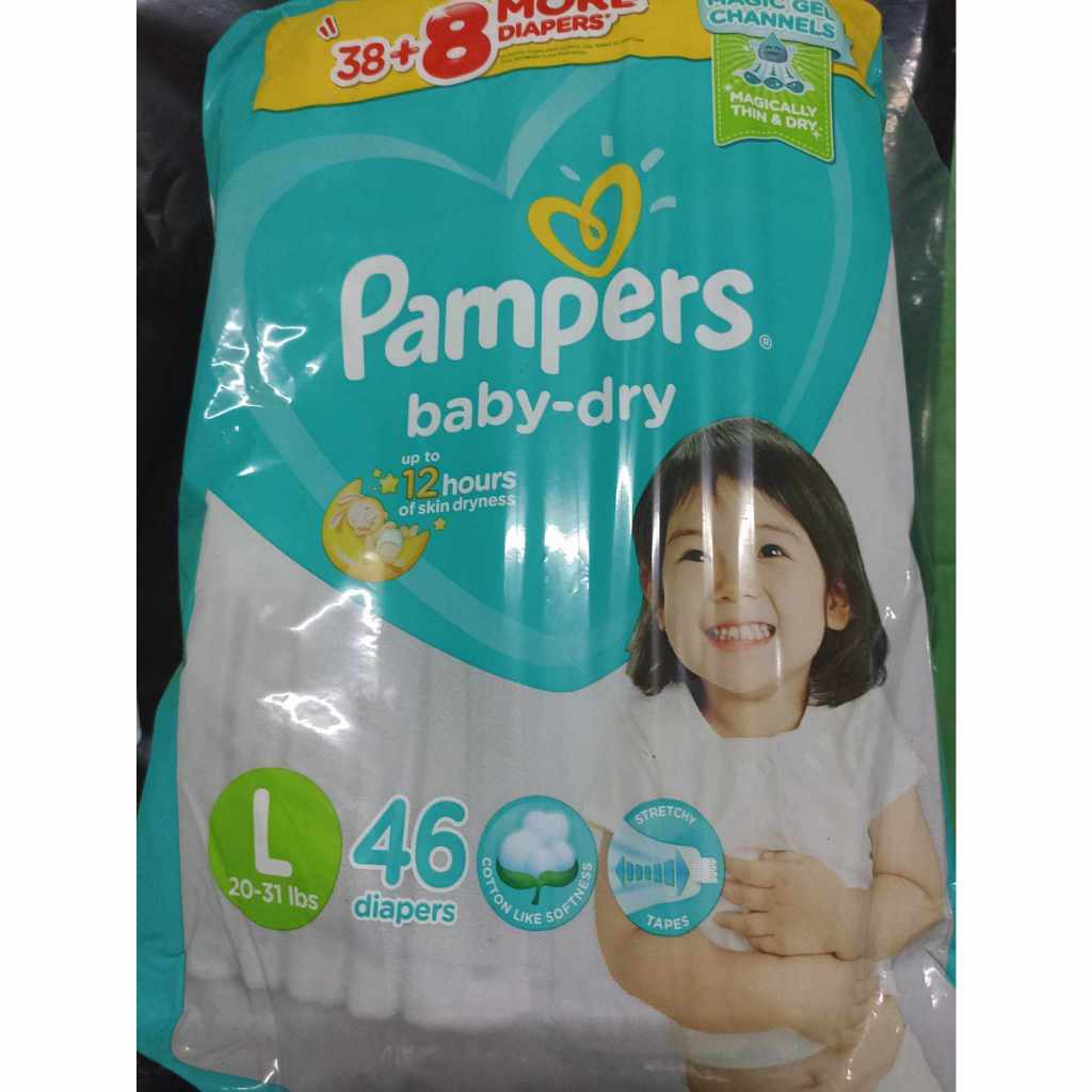 Pampers Large 46s Jumbo Pack Baby Dry Taped Diaper | Shopee Philippines