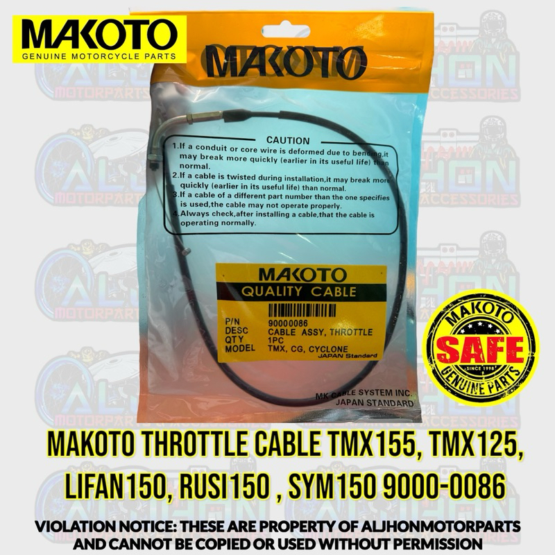 Makoto Throttle Cable Tmx155, Tmx125, CG125, Rusi150 , Sym150 | Shopee ...