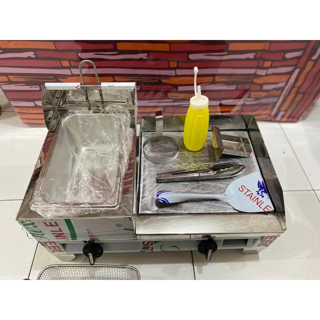 2in1 Stainless Burger Griller with Deep Fryer Lutuan ng Burger Stove ...