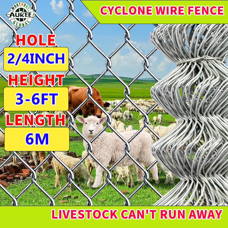 3/4/5/6FT 6m Galvanized Cyclone Wire Chain Link Mesh Cyclone Bakod Door ...