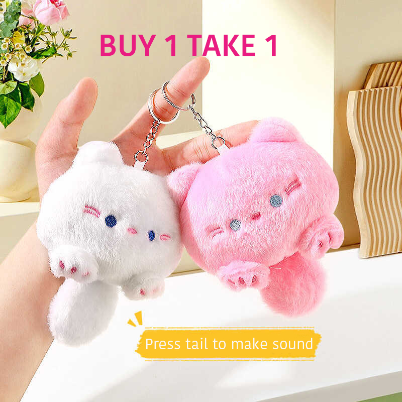Buy 1 Take 1 Cute Cat Plush Keychain Set - Soft Mini Cartoon Doll ...