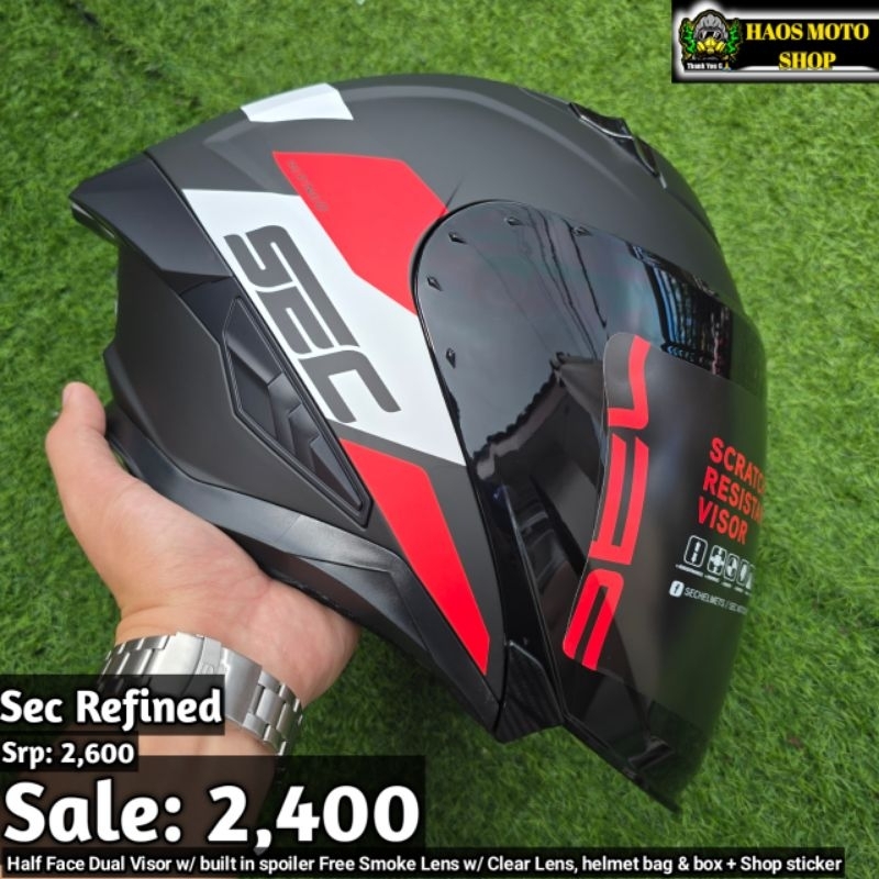 Sec Refined Half face helmet dual visor | Shopee Philippines