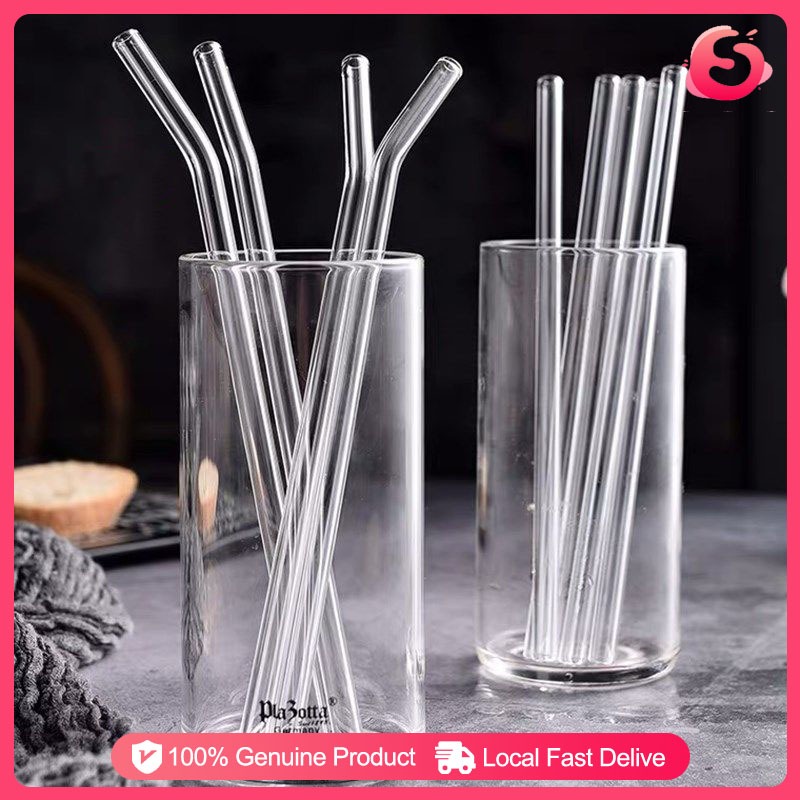 Glass Straw transparent straight straw beverage bent straw reusable ...