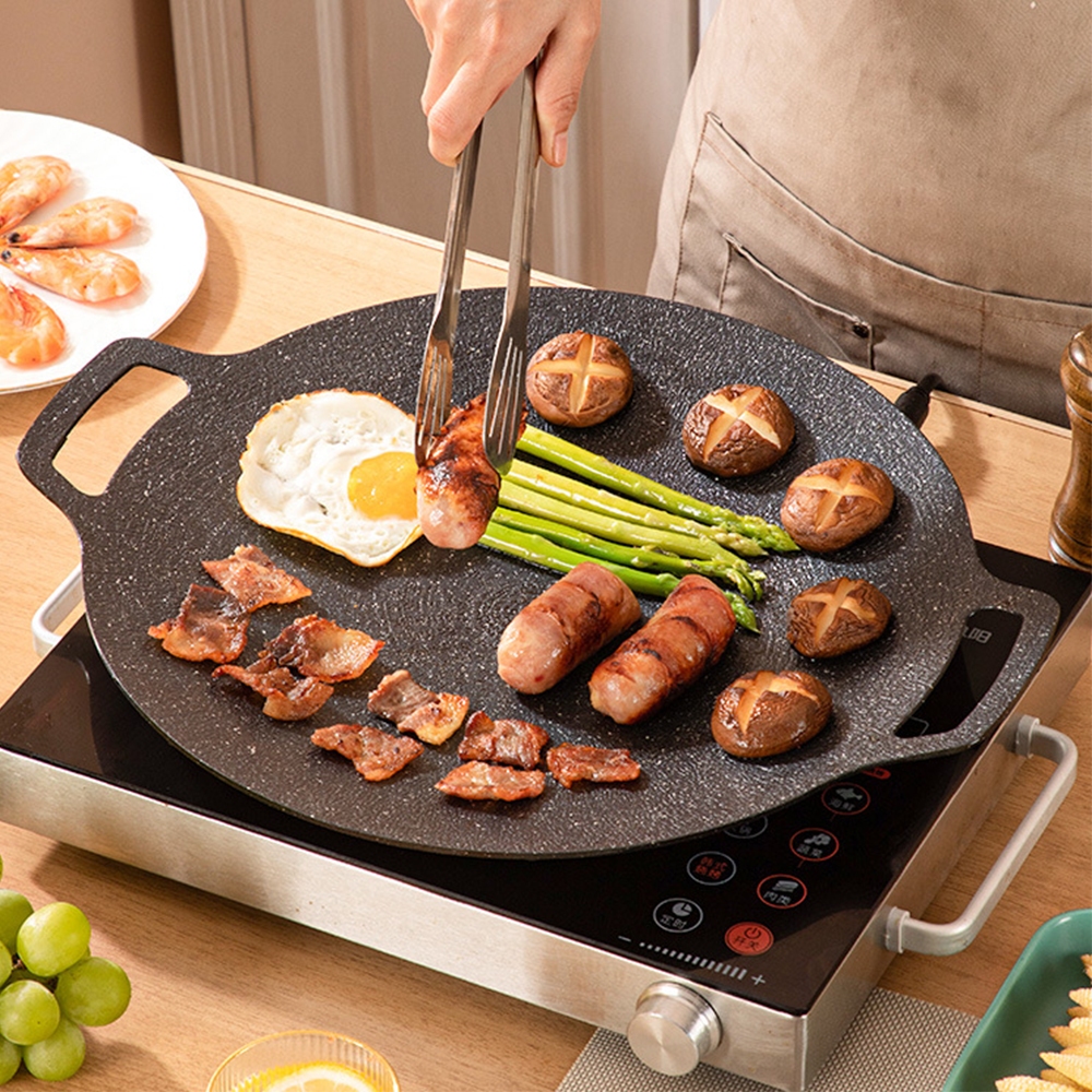 BBQ Grilling Pan Non-stick Oil Frying Baking Pan Outdoor Camping ...