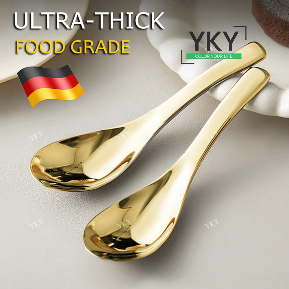 6.5 inch Dinner Spoons Soup Spoon Stainless Steel Spoon Thick Heavy ...